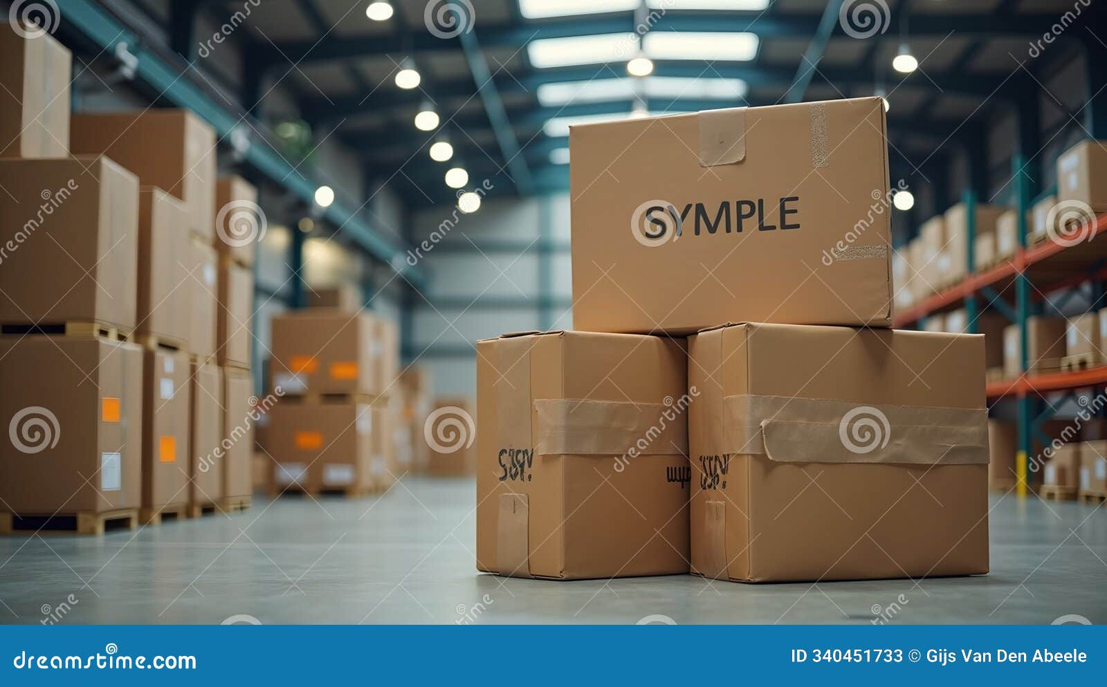 Industrial Inventory Stacked Boxes in Warehouse Stock Illustration ...