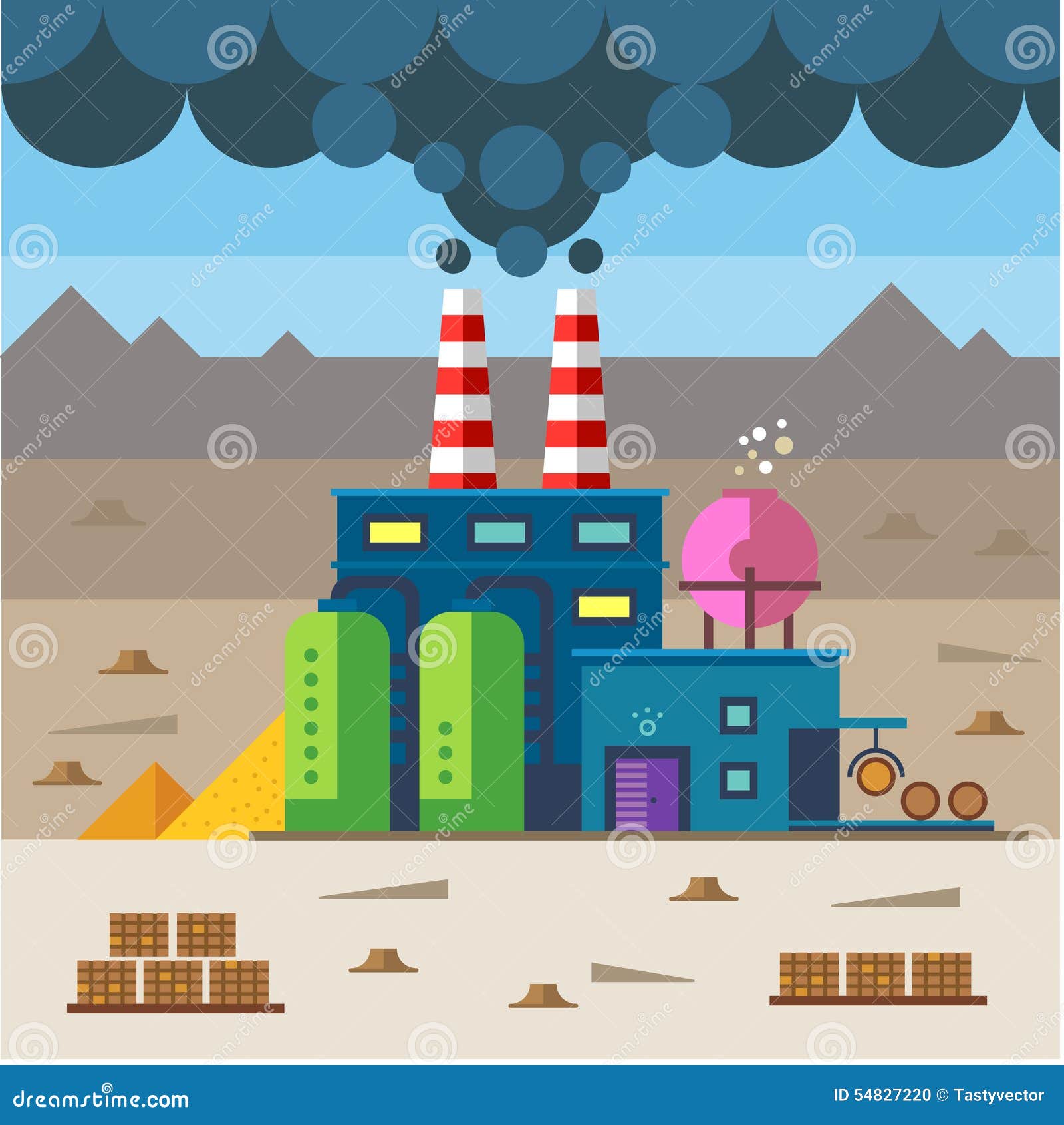 Industrial Landscape. Factory and Construction Stock Vector ...