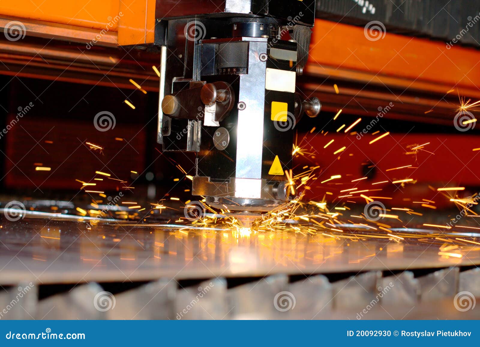 Industrial Laser Cut Machine While Cutting The Sheet Metal With The ...