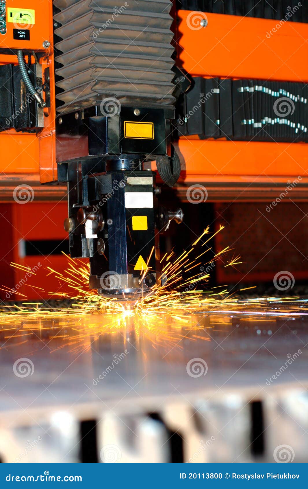 Industrial Laser Cut Machine While Cutting The Sheet Metal With The ...