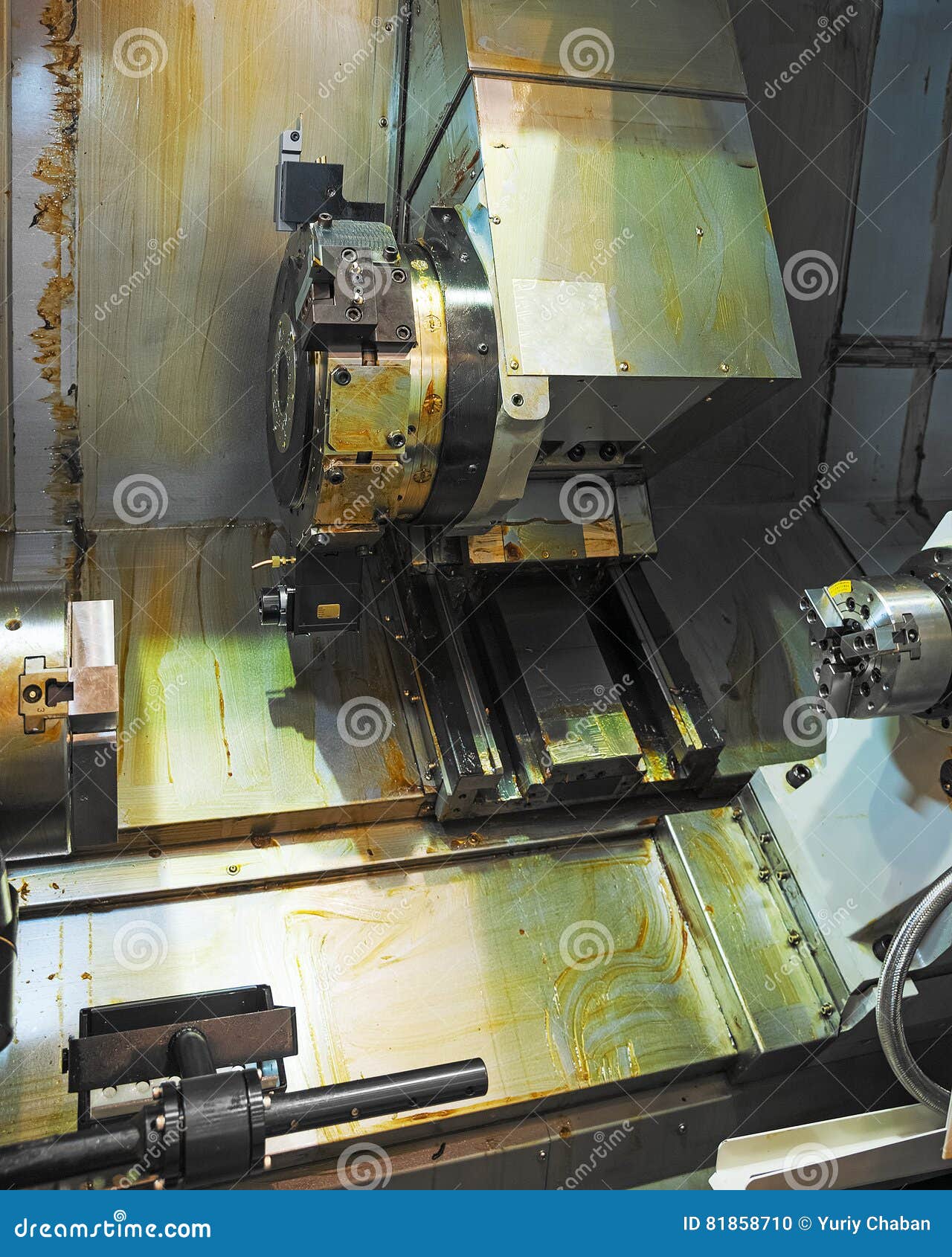 Industrial Lathe Machine Fragment Stock Photo - Image of metalworking ...
