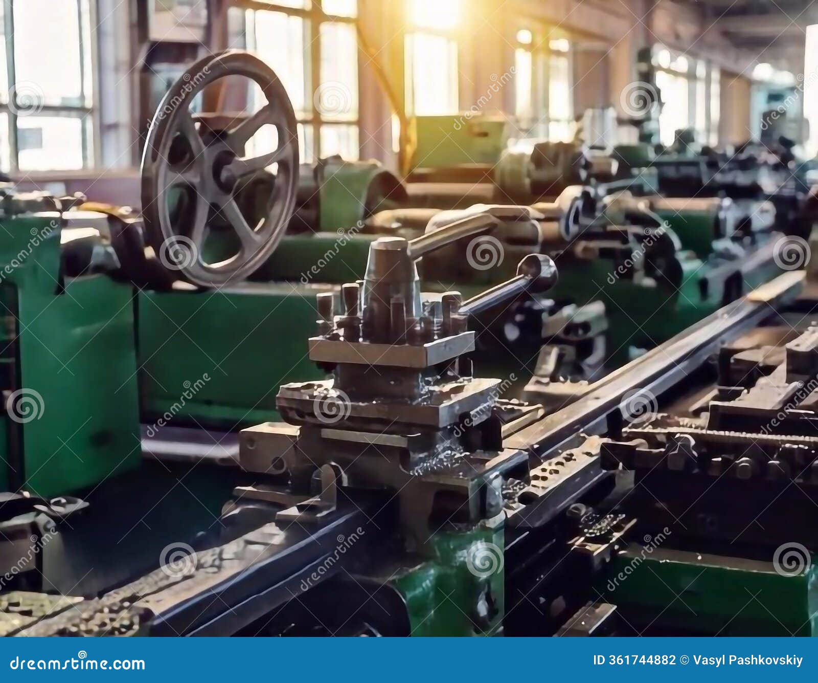 Lathe and workpiece stock photo. Image of precision - 361744882