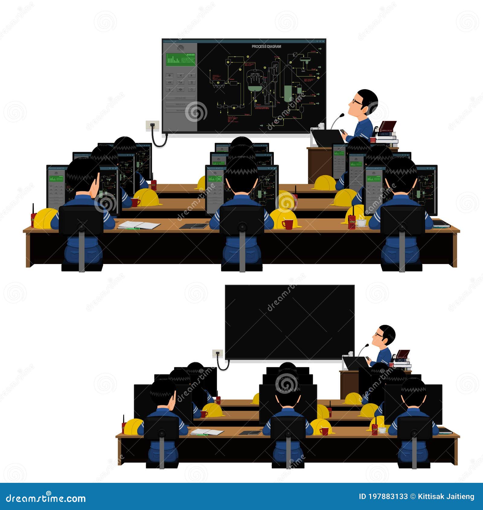 An Industrial Lecturer is Presenting Process Diagram in Front of the ...