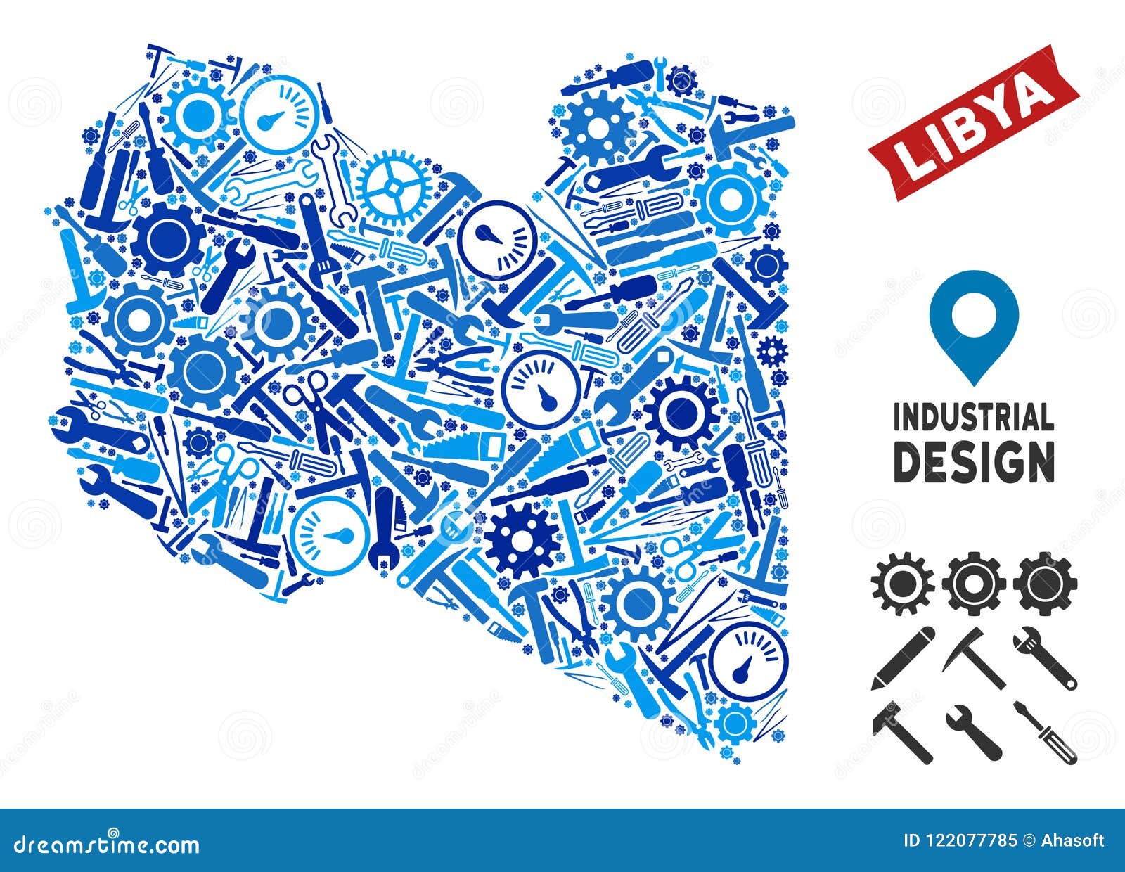 Workshop Libya Map Mosaic stock vector. Illustration of instrument ...