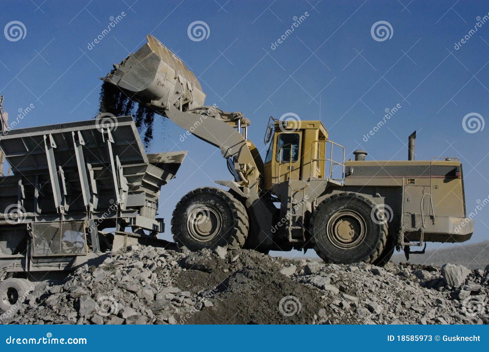 Industrial Loader Dumping Aggregates in Crusher Stock Image - Image of ...