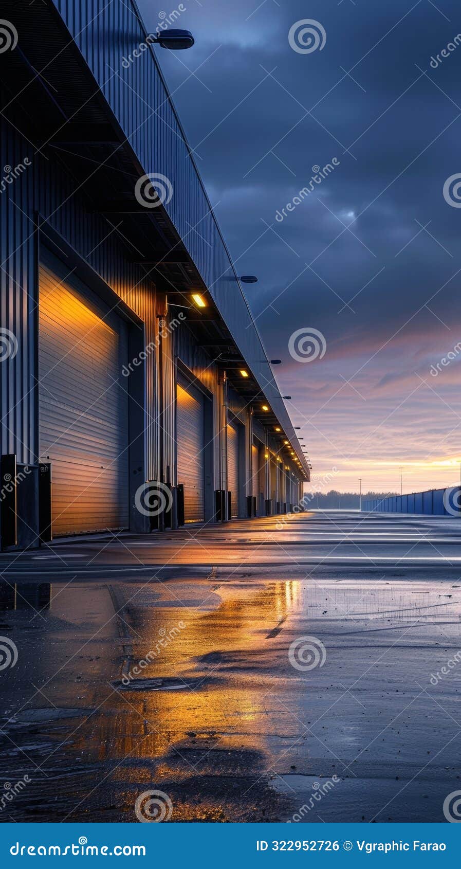 Industrial Loading Docks at Sunset Stock Photo - Image of rainy ...