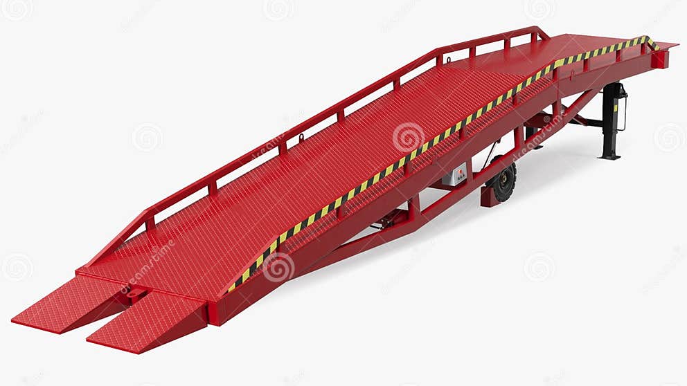 Industrial Loading Ramp Adjustable Height with Wheels Stock Image ...