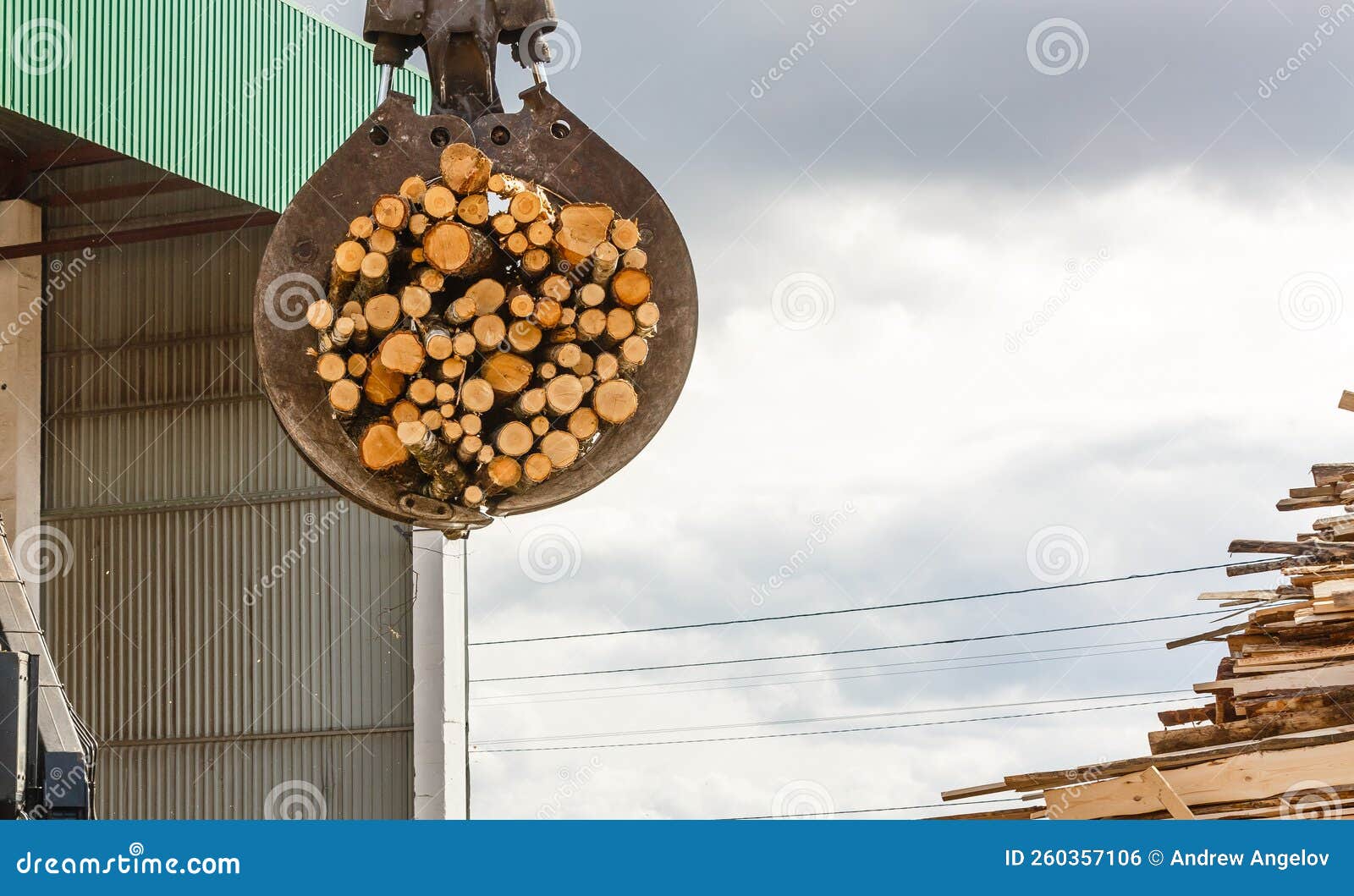 Industrial Log Loader at Lambermill Stock Photo - Image of wood ...