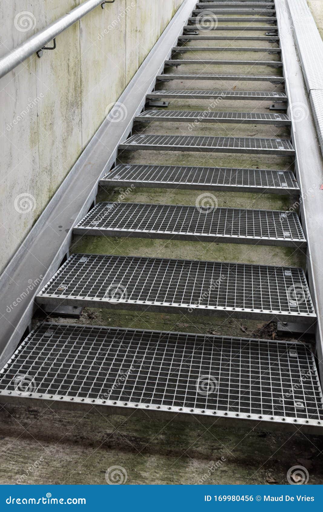 Metal Grid Staircase with Concrete Wall Industrial Stock Photo - Image ...