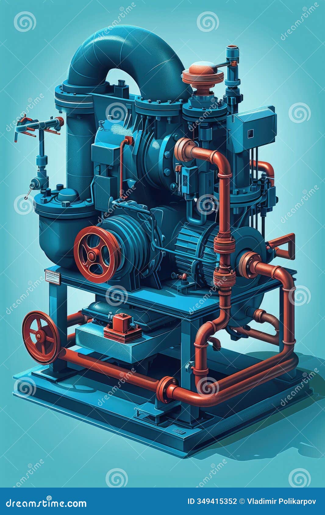 Industrial Machine with Blue and Red Colors, Suitable for Engineering ...