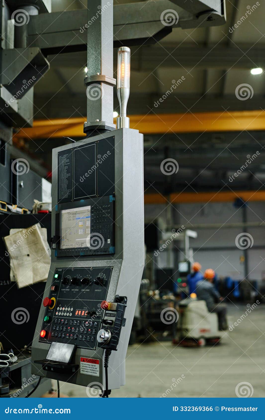 Operating Large Industrial Machine in Modern Factory Stock Photo ...