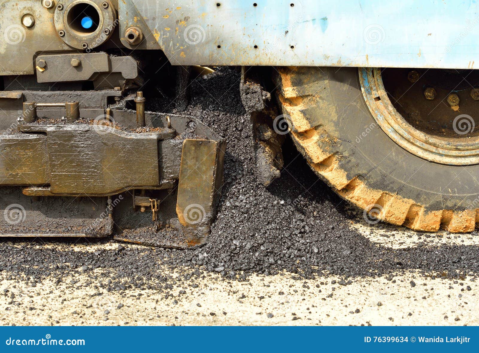 Industrial Machine Laying Asphalt on Highway Construction Stock Photo ...