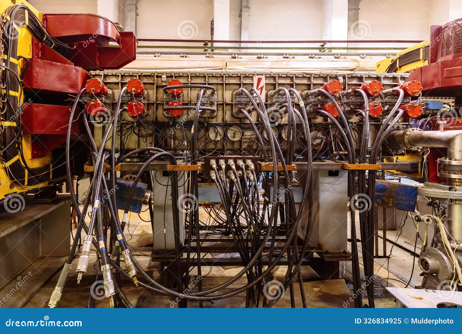 Industrial Machine Part. Connected High Voltage Cables, Voltmeters and ...