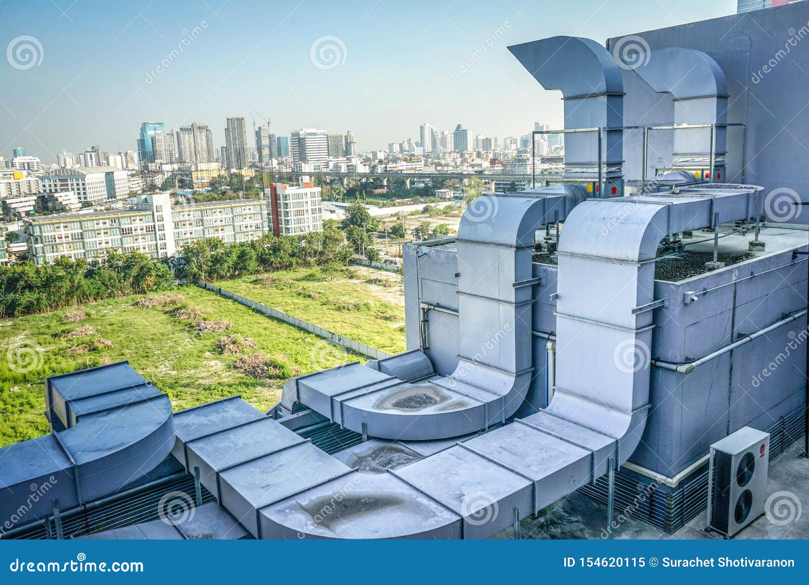 The Industrial Machine at the Rooftop of the Huge Building Stock Image ...