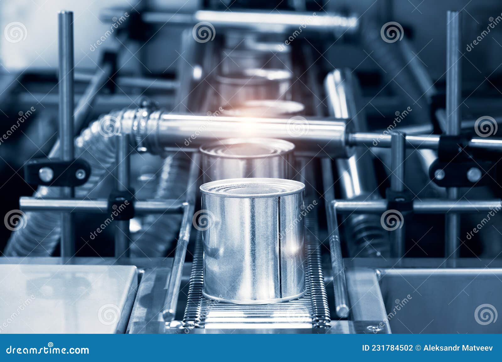 Industrial Machine Used in Canning Production. a Close-up View Stock ...