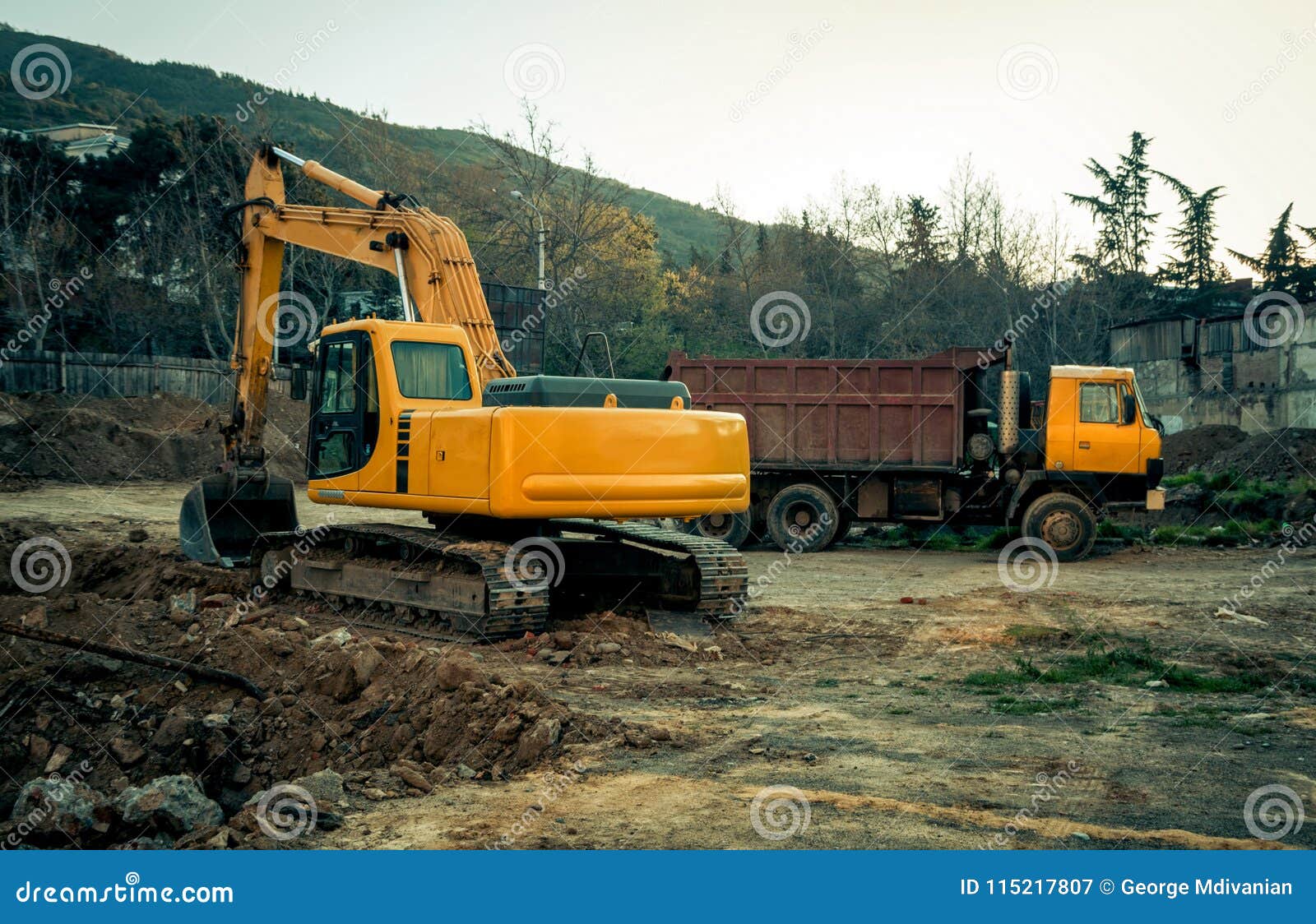 Industrial Machinery on Construction Site Stock Image - Image of ...