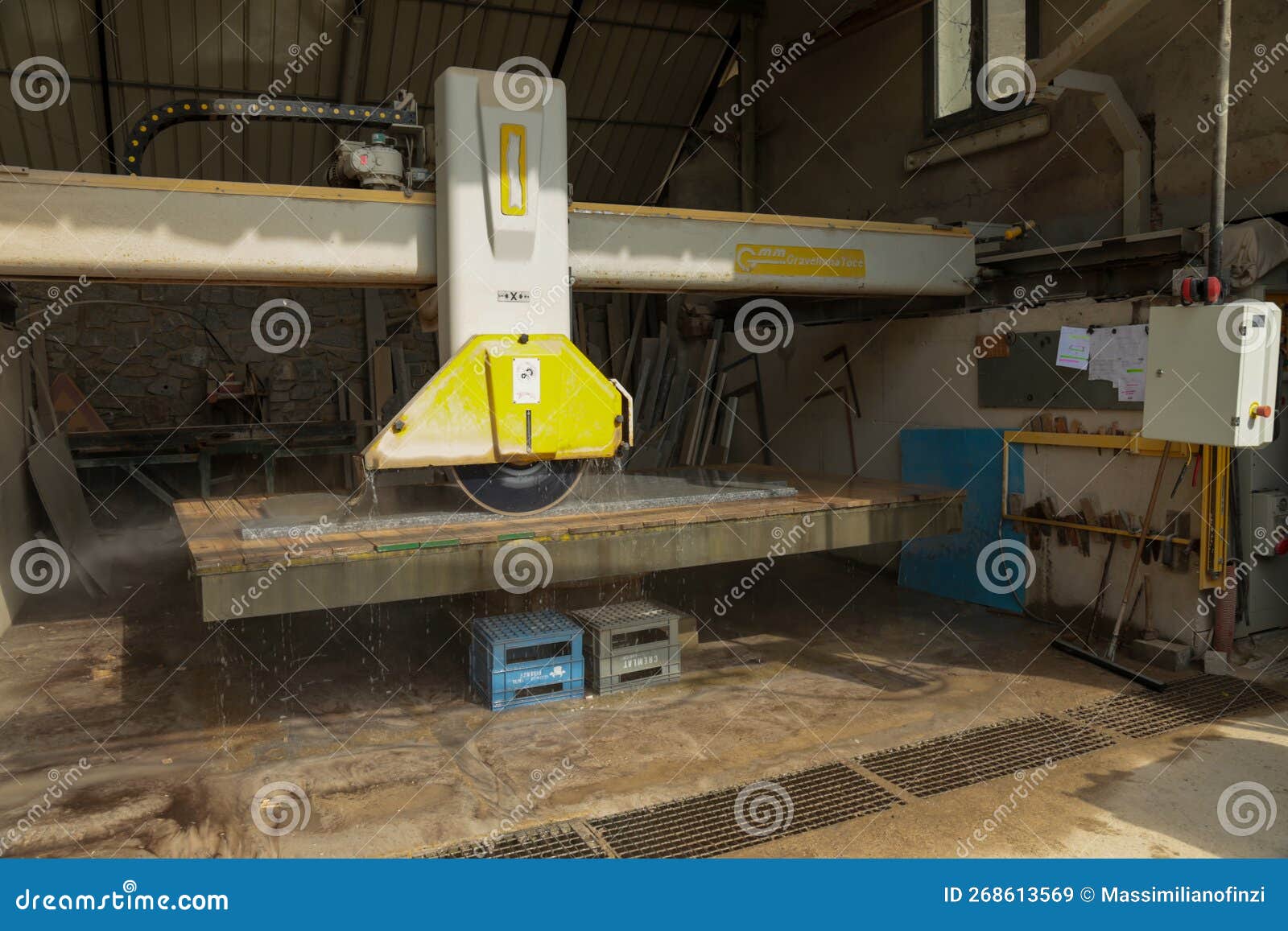 Processing of Marble in the Quarry. Stock Image - Image of circle ...