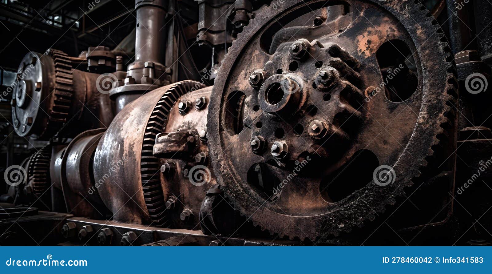 Industrial Machinery Metal Rust High Contrast Two Generative AI Stock ...