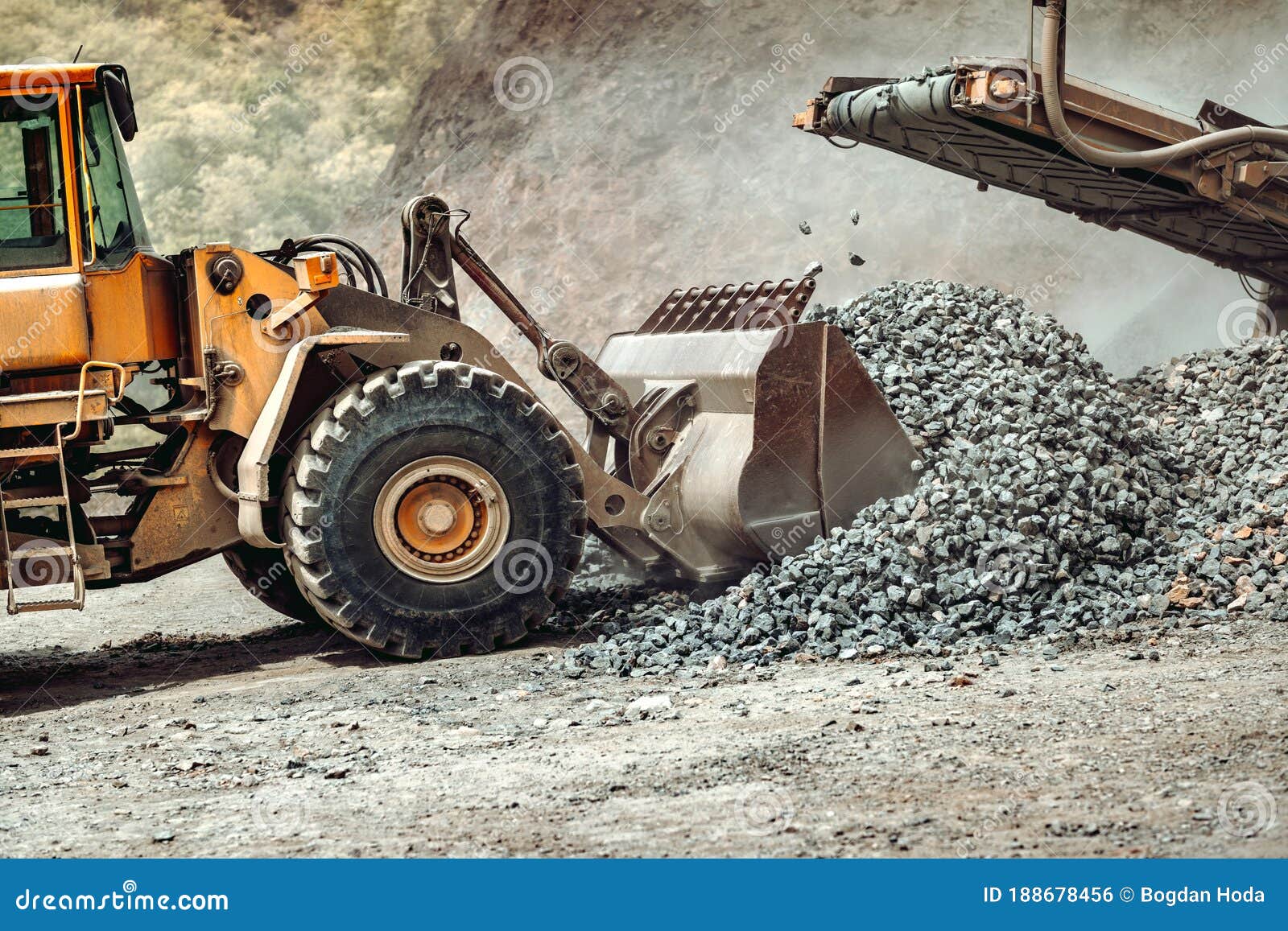 Industrial Machinery Working on Site. Close Up of Wheel Loader ...