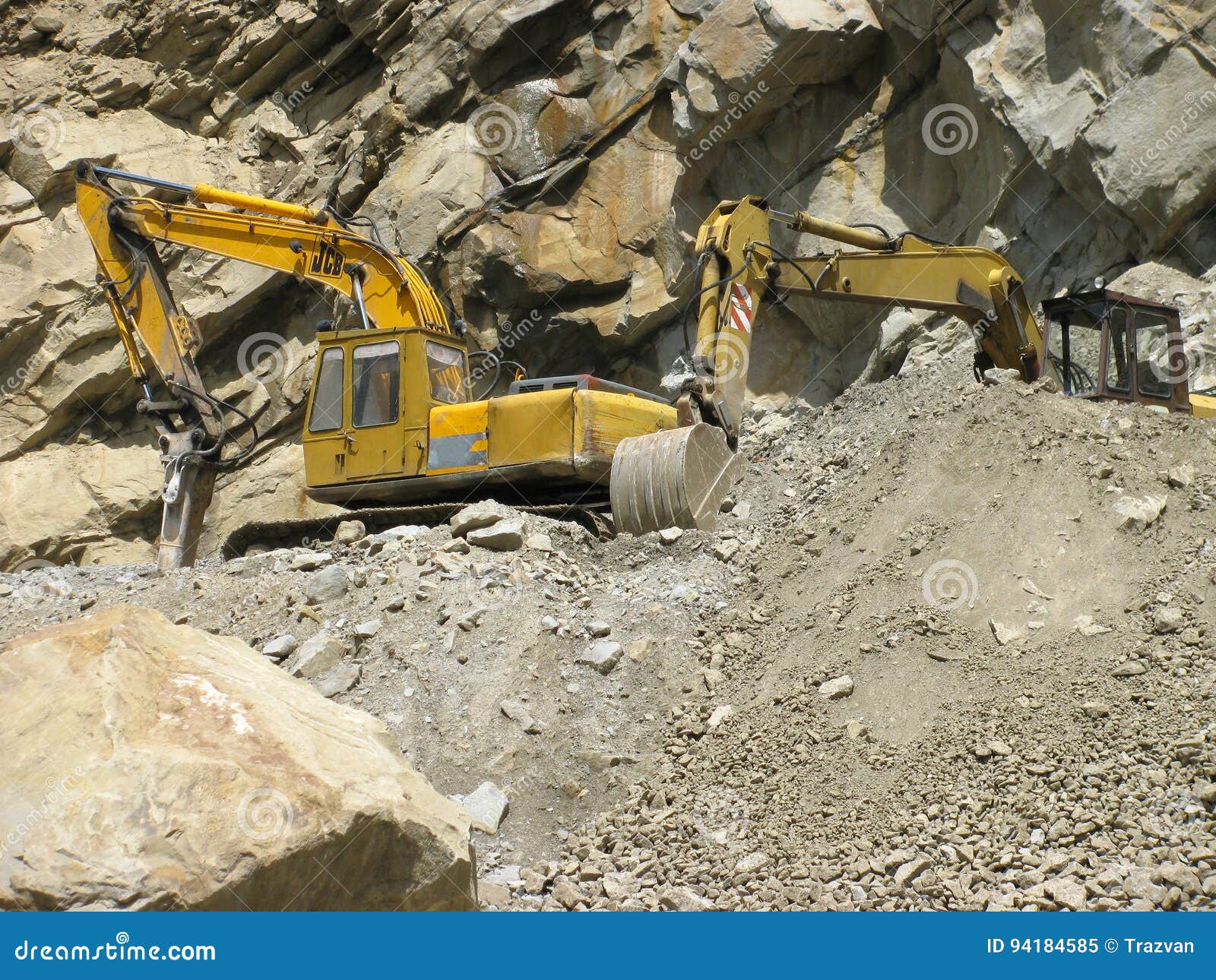 Industrial Machines Digging in the Mountain Stock Image - Image of ...