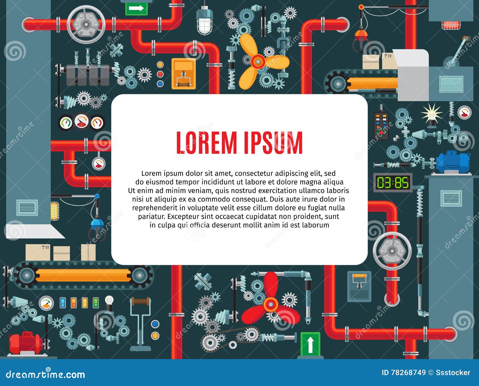 Industrial Machines Frame with Text Sample Stock Vector - Illustration ...