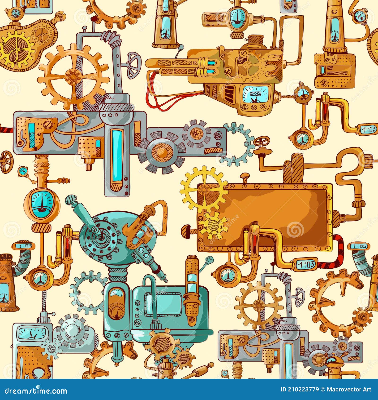 Industrial Machines Seamless Stock Vector - Illustration of abstract ...