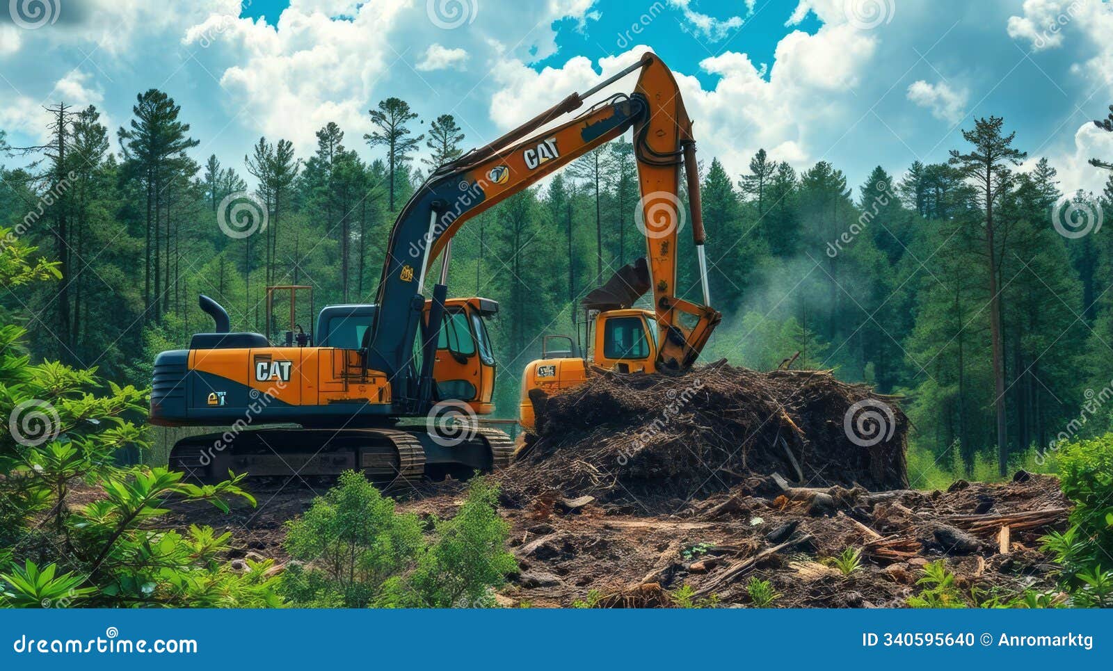 Industrial Machines Tearing into a Forest Visualizing Deforestation and ...