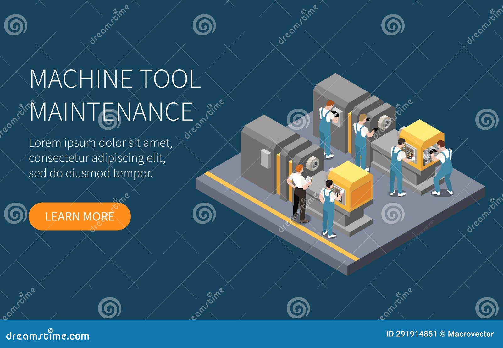 Industrial Maintenance Engineer Technician Isometric Colored Banner ...