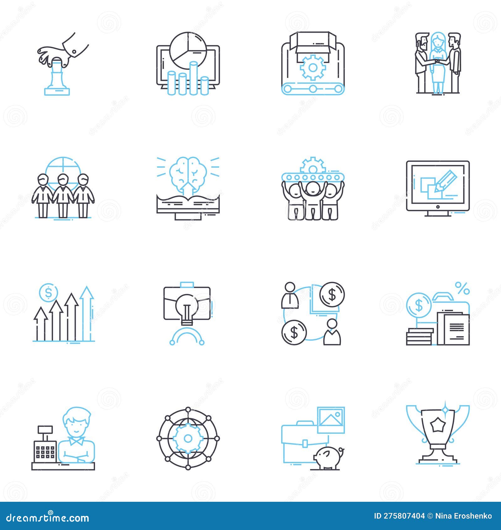 Industrial Management Linear Icons Set. Efficiency, Production ...
