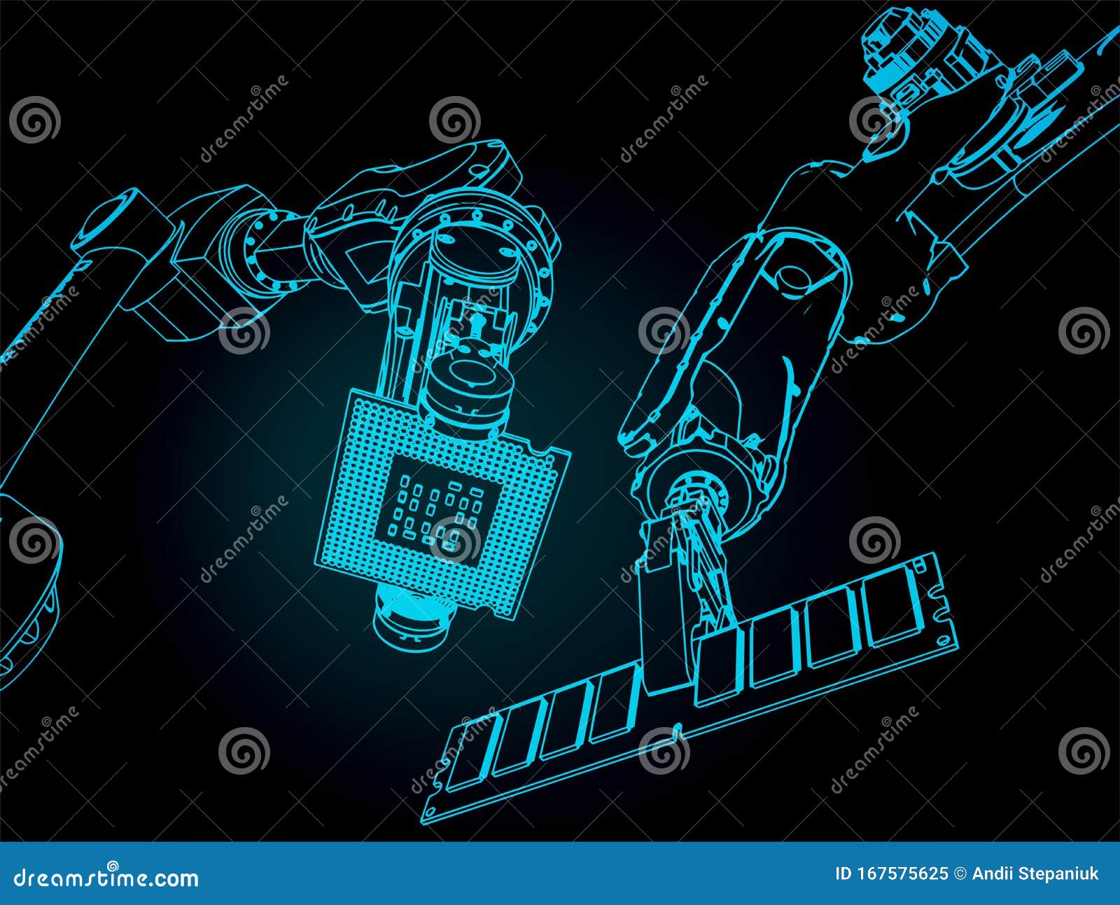 Industrial Manipulators and Microelectronics Stock Vector ...