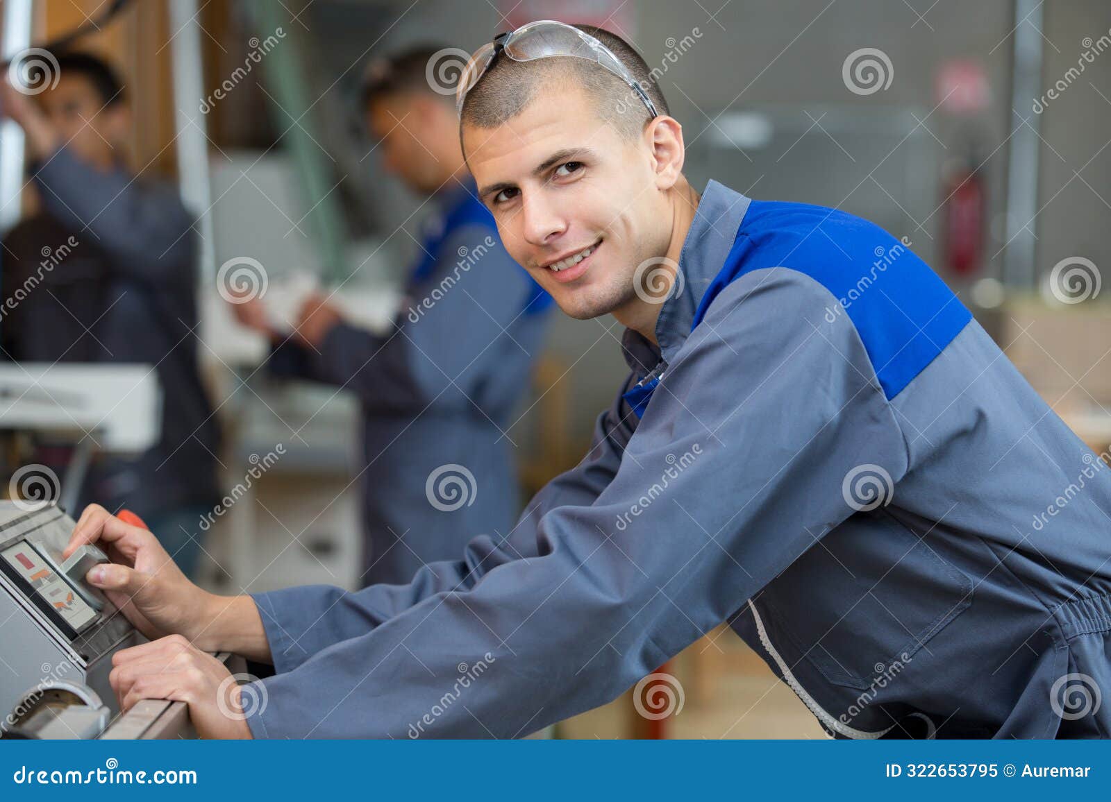 Industrial Manufacturing Operator Smiling and Posing Stock Image ...