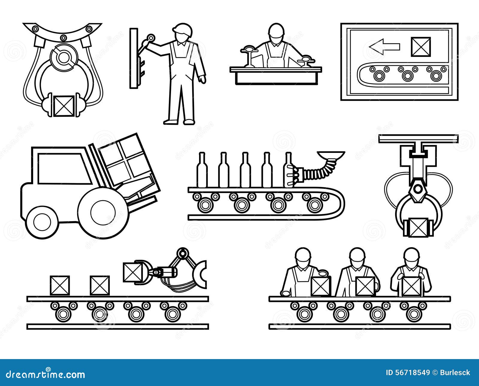 Manufacturing Process Or Production Icons Set Vector Illustration ... Manufacturing Process Or Production Icons Set Vector Illustration ...