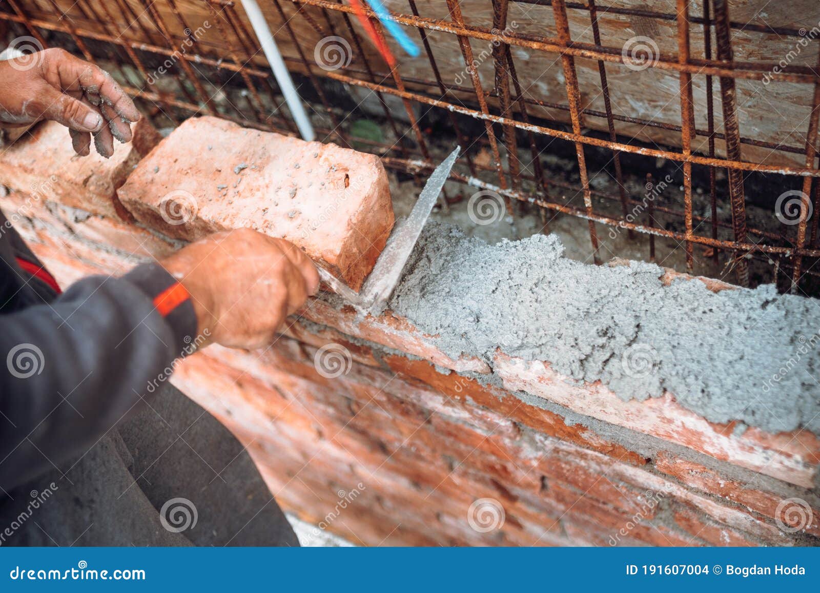 Industrial Mason, Bricklayer and Construction Worker Using Trowel and ...