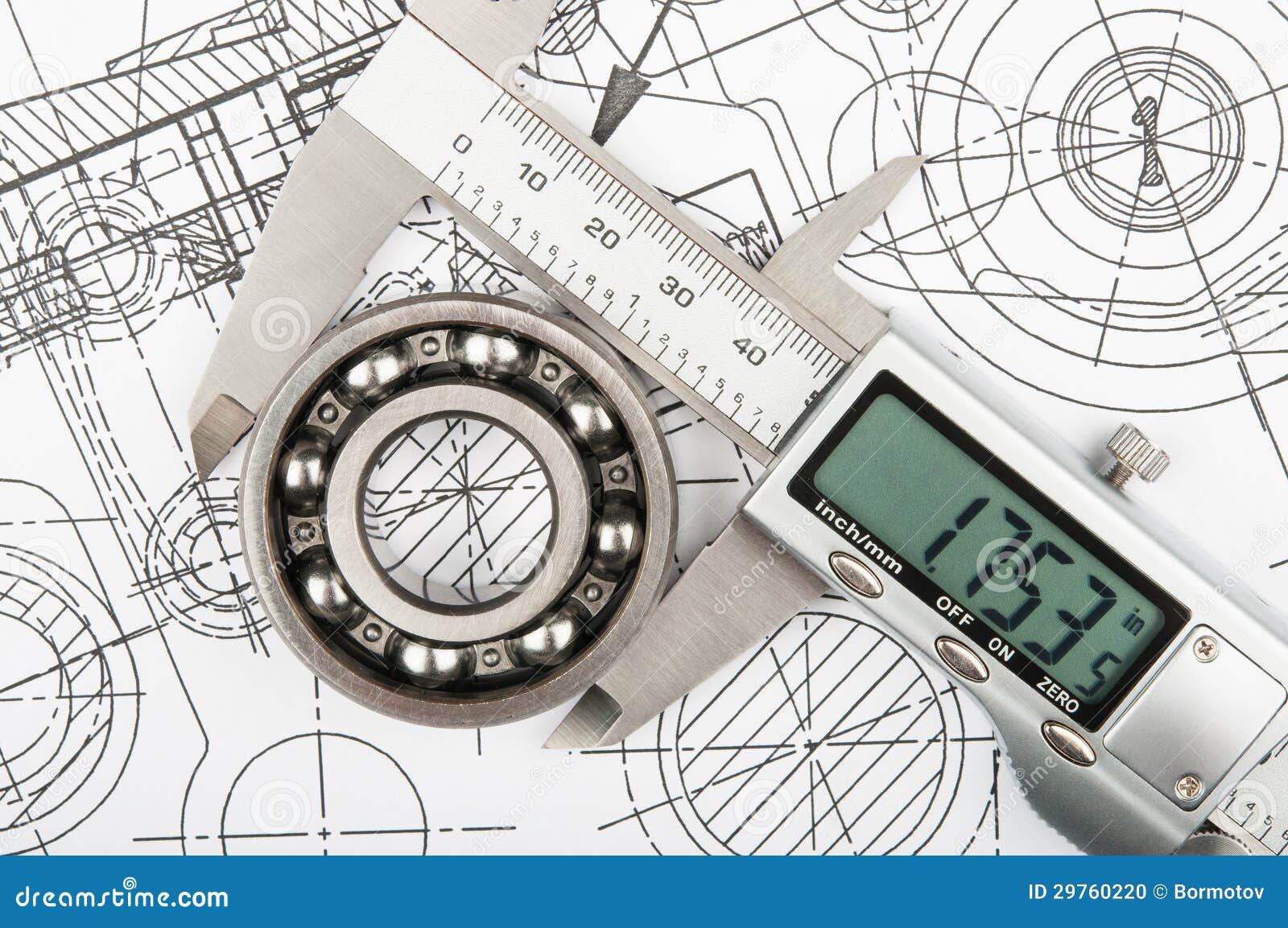 Measurement of Diameter of the Bearing Stock Photo - Image of work ...