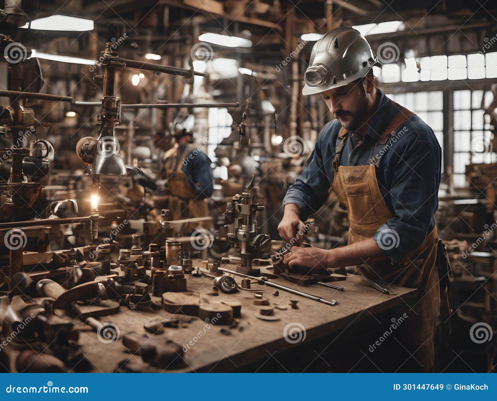 Industrial Mechanic Engaged in Precision Work in a Workshop Stock ...