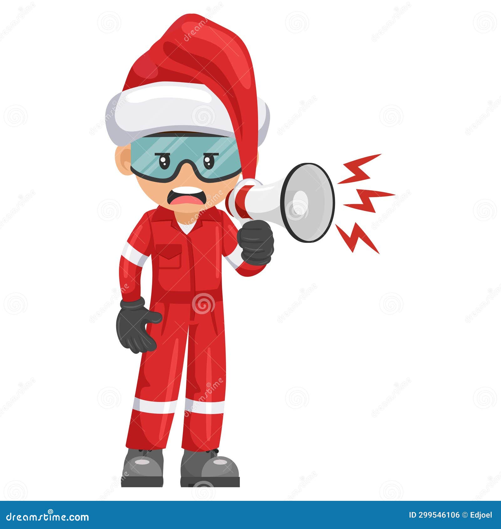 Industrial Mechanic Worker Making an Announcement with a Megaphone ...