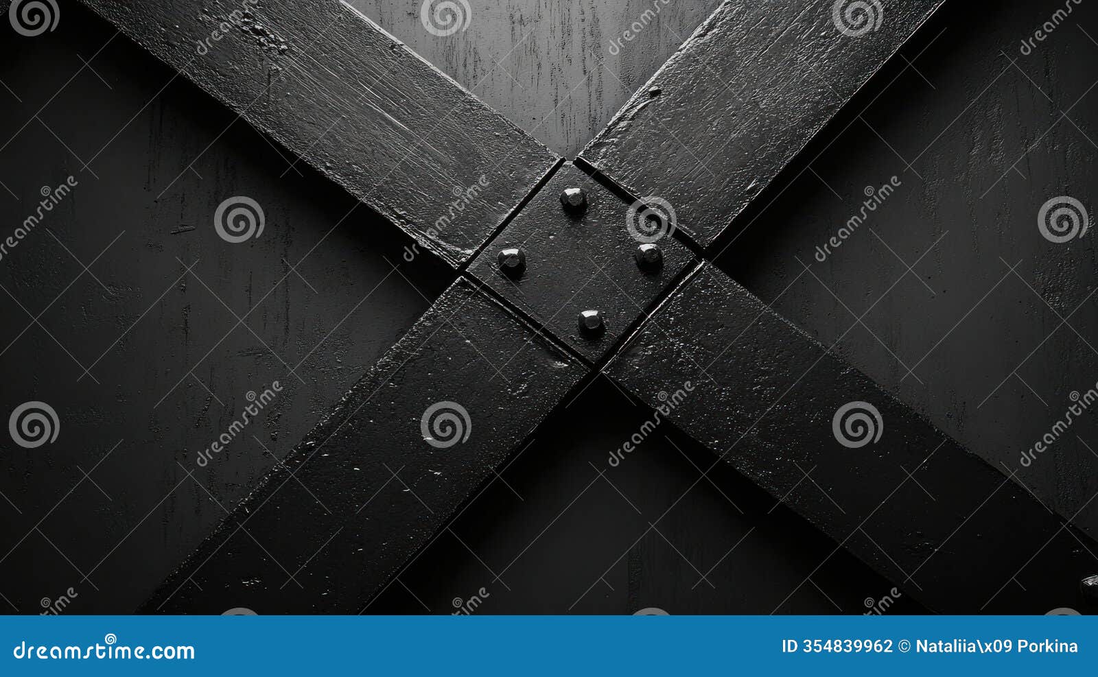 Industrial Metal Cross with Rivets on Black Textured Background for ...