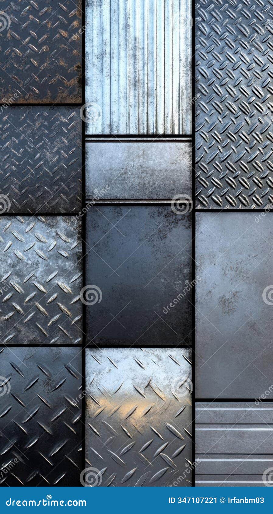 Industrial Metal Textures, Seamless Patterns for Design Stock ...