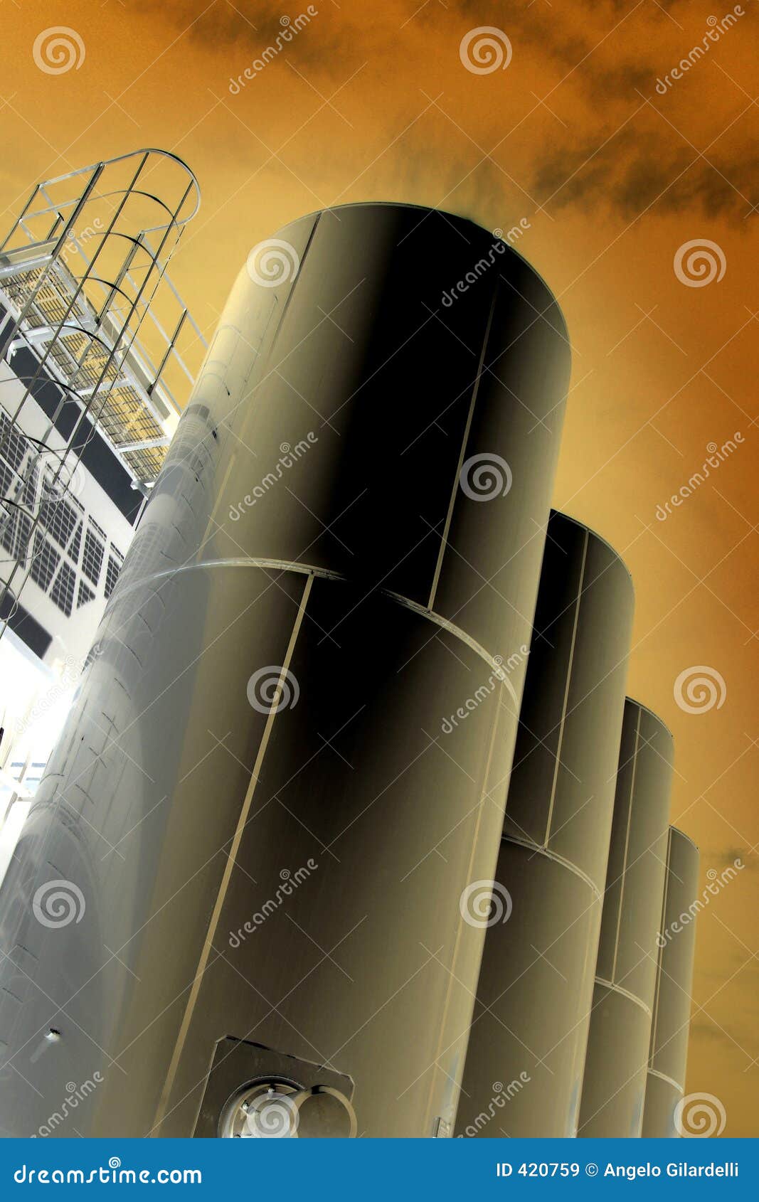Industrial metallic tanks stock image. Image of production - 420759