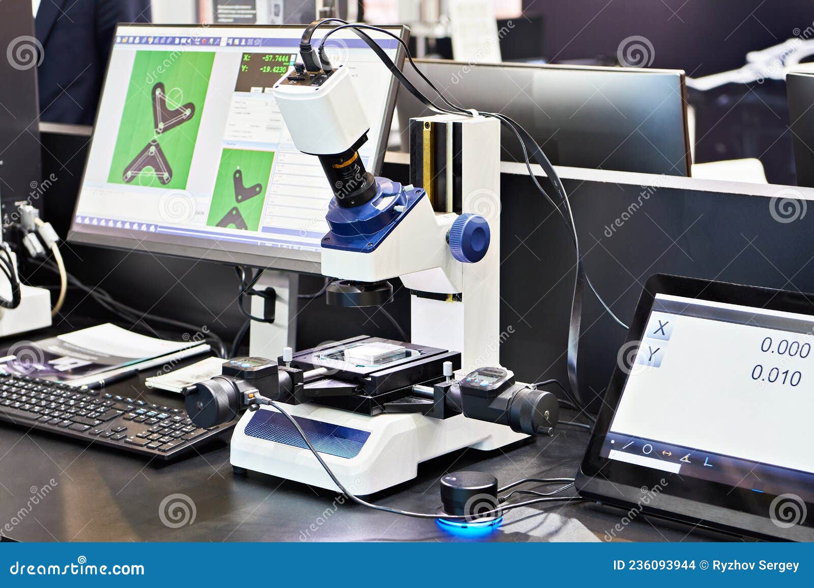 Industrial Microscope and Monitors Stock Photo - Image of detail ...
