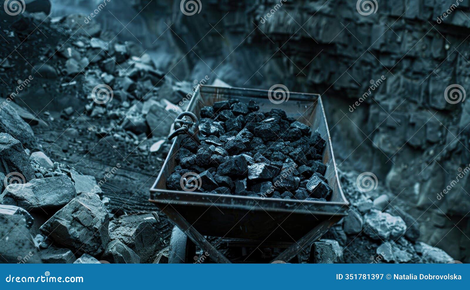 Industrial Mining Concept Showing a Coal Mine with Workers and Heavy ...