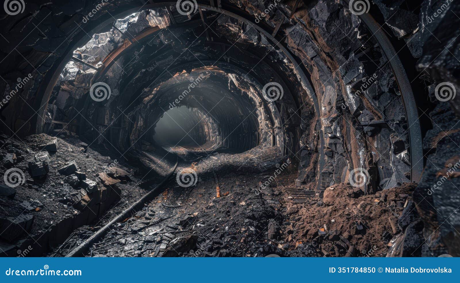 Industrial Mining Concept Showing a Coal Mine with Workers and Heavy ...