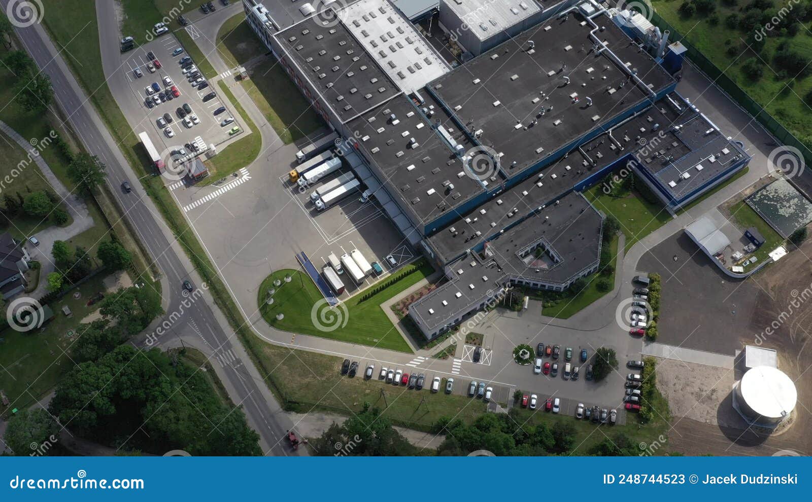 Industrial Modern Warehouse Loading Dock Ourdoor. Aerial View Stock ...