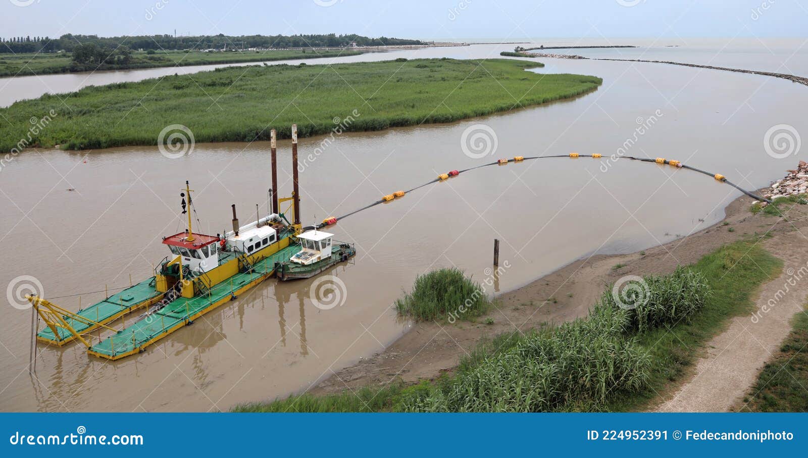 Industrial Naval Barge for River Dredging and Collection of Sand Stock ...