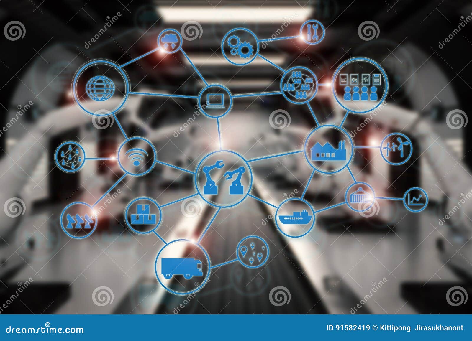 Industrial Network Virtual Display Stock Illustration - Illustration of ...