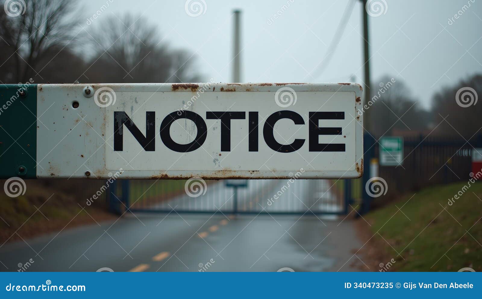 Industrial Notice Sign at Factory Gate Stock Illustration ...