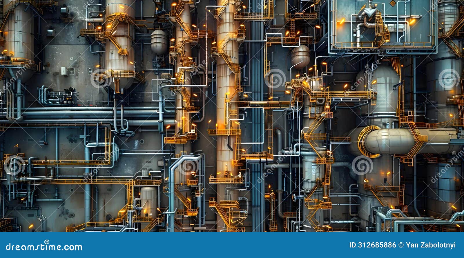 Industrial Oil Refinery with Storage Tanks Pipelines and Structures in ...