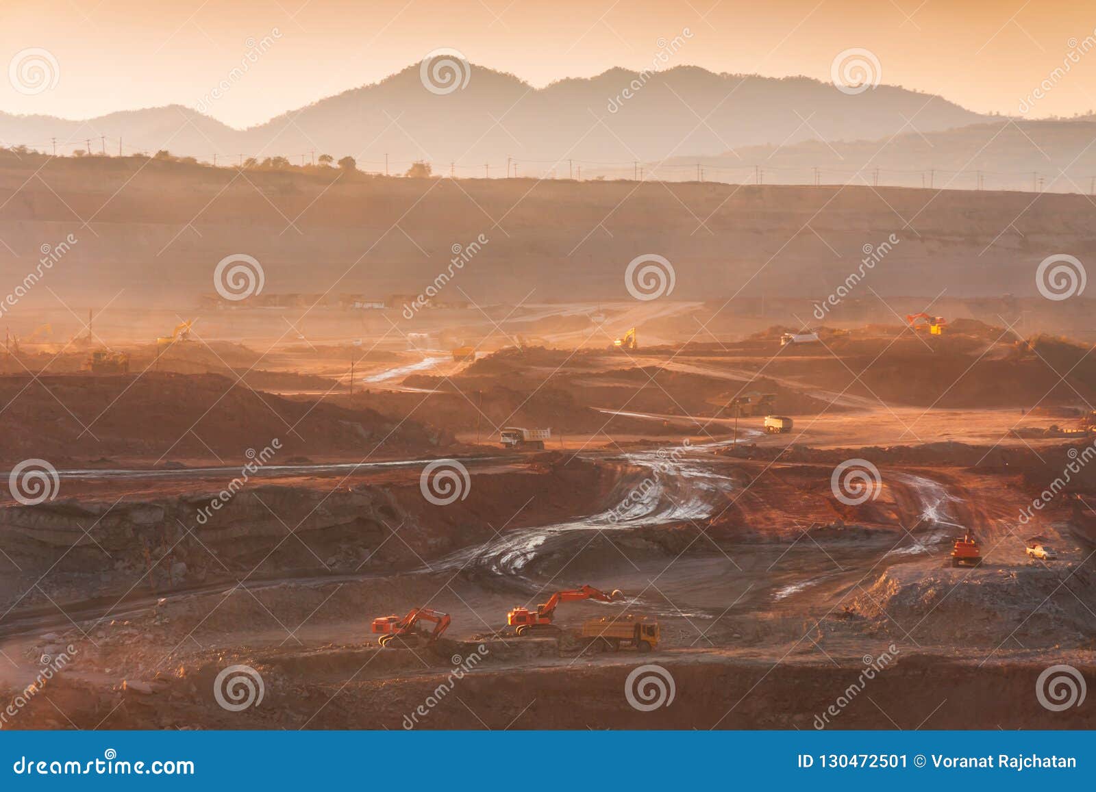 Open Cast Mine with Heavy Machinery Working Stock Image - Image of dirt ...