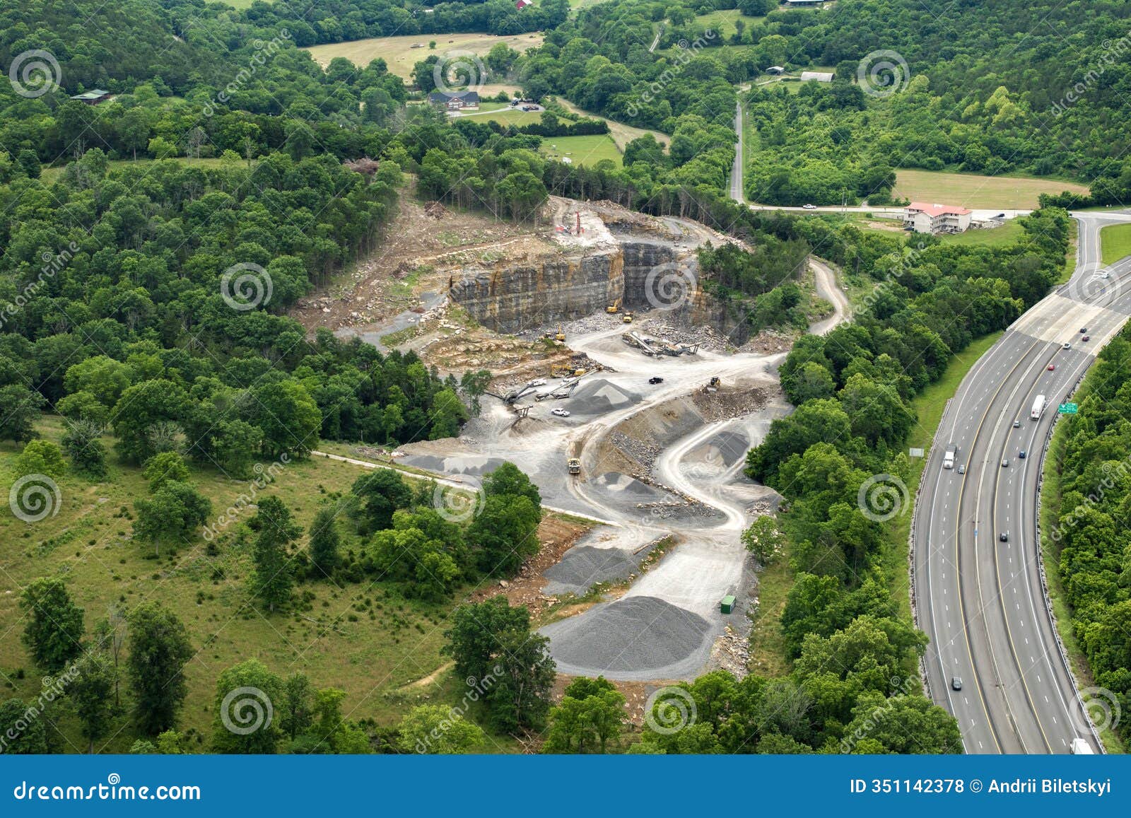 Industrial Open-pit Mining Site with Limestone Quarry at Mountain ...