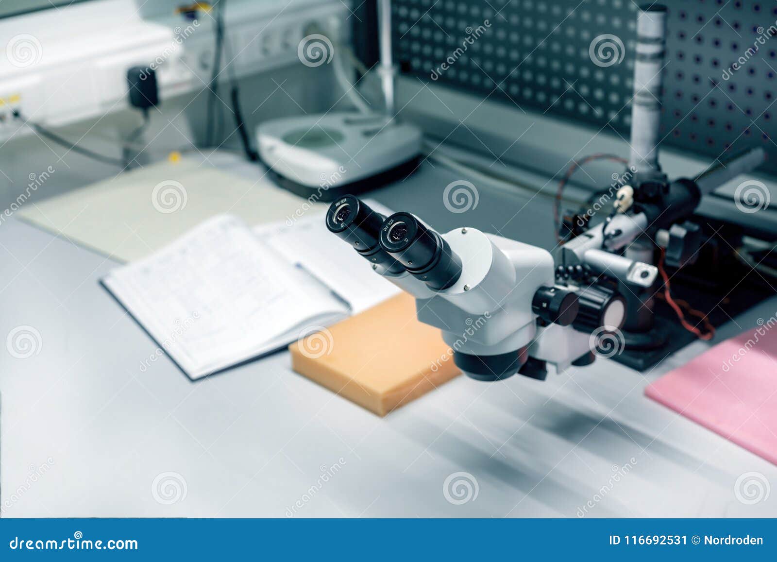 Industrial Optical Microscope. Workplace for Quality Control of ...